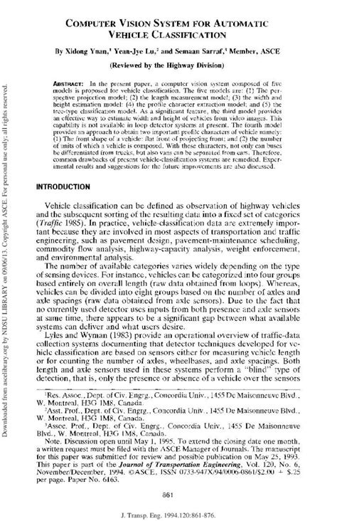 Pdf Computer Vision System For Automatic Vehicle Classification Dokumentips