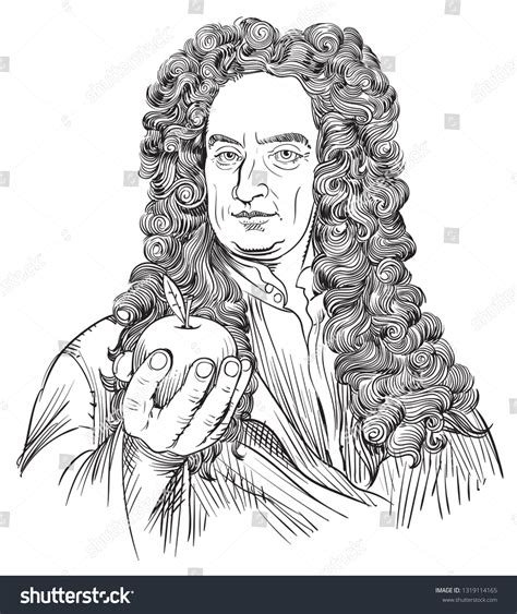 isaac newton 1643 1727 portrait line art stock vector royalty free 1319114165 shutterstock