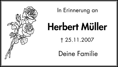 Traueranzeigen Von Herbert Müller Trauer In Nrw De