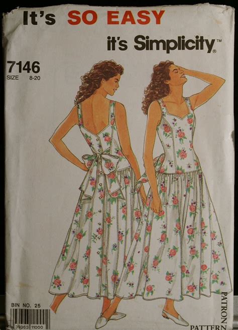 Simplicity 7146 Misses Princess Seamed Drop Waist Sundress Etsy