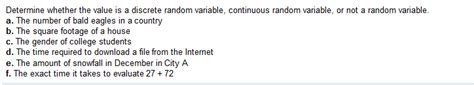 Solved Determine Whether The Value Is A Discrete Random
