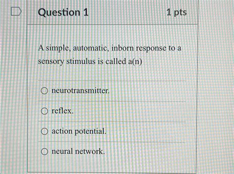 Solved Question 11 ﻿ptsa Simple Automatic Inborn Response