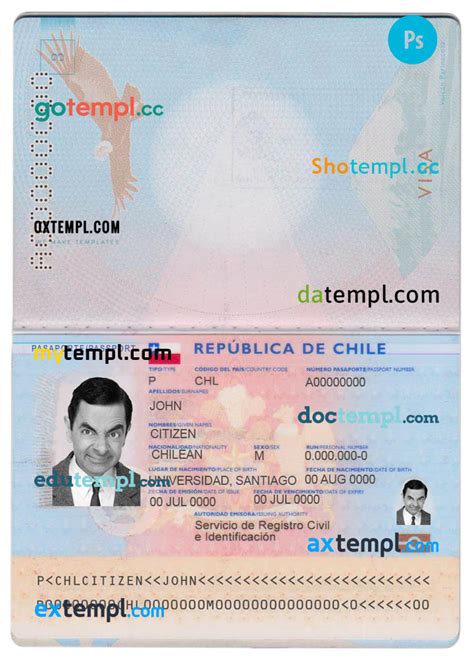 Chile Passport Psd Files Scan And Photo Look Templates 2 In 1