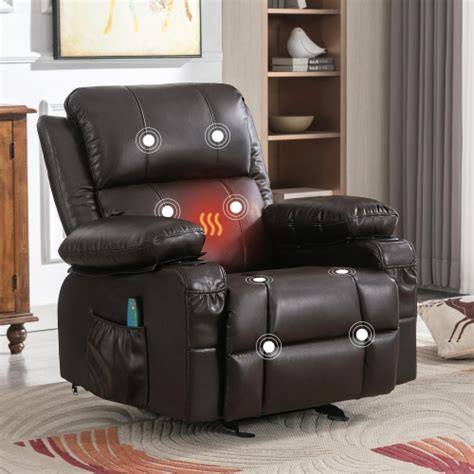 Oversized Power Rocker Recliner With Heat And Massage Leather Recliner