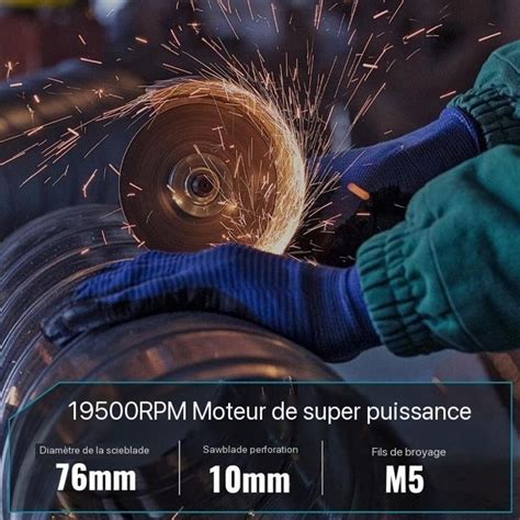 Meuleuse Sans Fil 19500RPM Moteur Haute Puissance Avec 2 Batterie 12V
