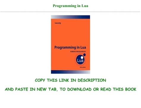 E Book F R E E Programming In Lua Full PDF