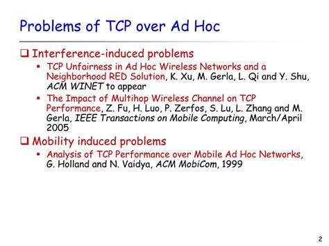 Ppt Tcp In Ad Hoc Networks Powerpoint Presentation Free Download