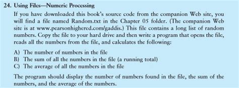 Solved 24 Using Files Numeric Processing If You Have Chegg