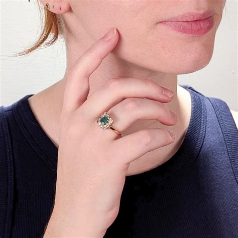 Antique 14k Gold Emerald And Diamond Cocktail Ring For Sale At 1stdibs