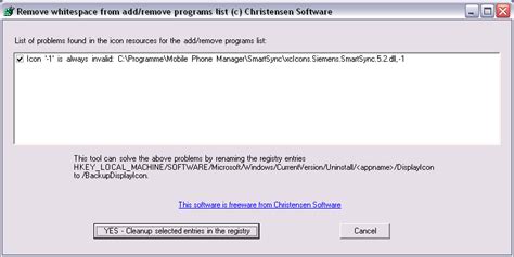 Remove White Space From Add Remove Programs