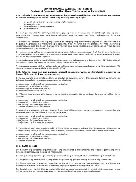 Pagpag Summative 3rdquarter Pdf