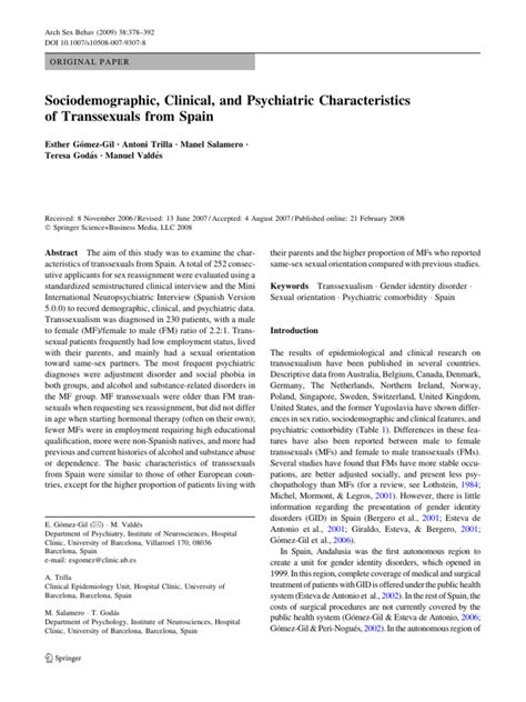 Transexualidad Sociodemografia Pdf Transsexual Mental Disorder
