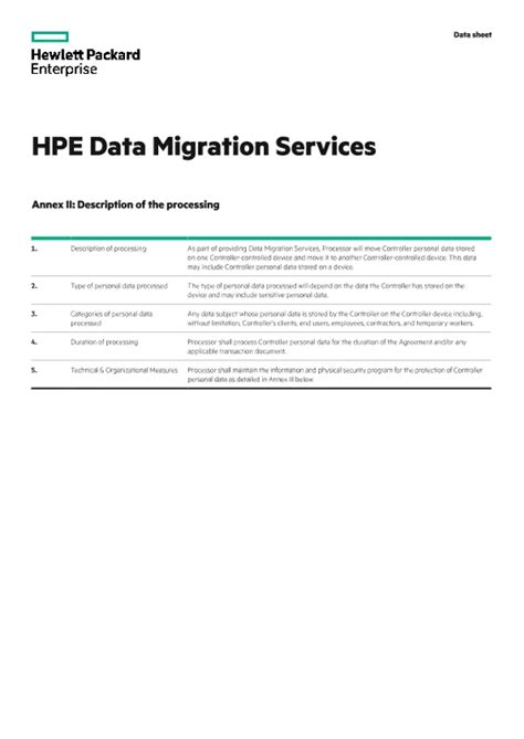 Hpe Data Migration Services Annex Ii And Iii