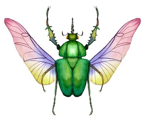 Premium Vector Bug Green Bright Beetle Chafer With Wings Vector