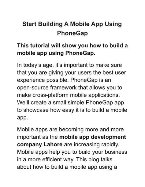 Ppt Start Building A Mobile App Using Phonegap Powerpoint