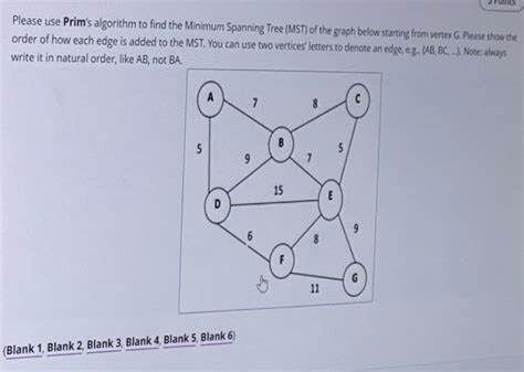 Please Use Prim S Algorithm To Find The Minimum Chegg