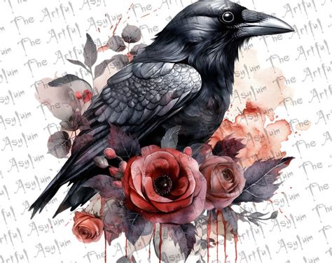 Floral Raven Digital Art Instant Download High Quality Easy To Use