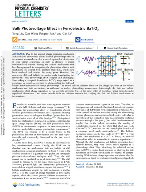 Pdf Bulk Photovoltage Effect In Ferroelectric Batio 3
