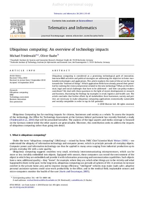 pdf ubiquitous computing an overview of technology impacts