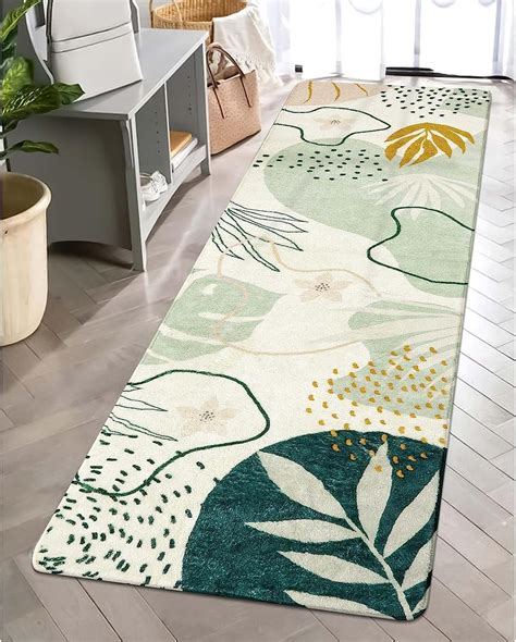 Amazon Lahome Green Hallway Runner 2x6 Washable Kitchen Rug Boho