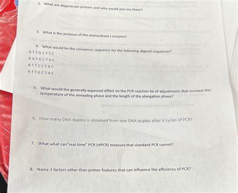 Solved 2 What Are Degenerate Primers And Why Would You Use