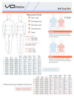 Fillable Online Adult Sizing Chart Fax Email Print PdfFiller
