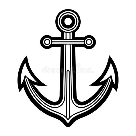 A Black And White Drawing Of An Anchor Stock Illustration