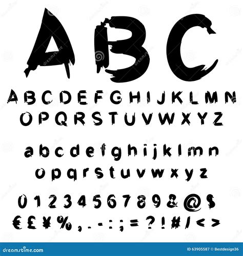 Conceptual Collection Of Black Handwritten Sketch Or Paint Font Stock