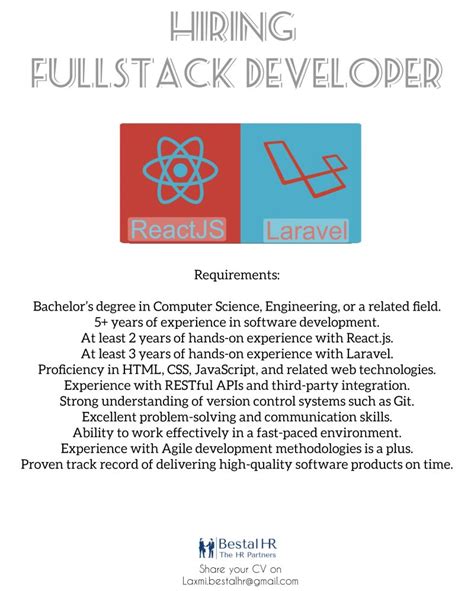 Fullstackdevelopers Reactjs Laraveldeveloper Laravel Bestalhr Linkedinconnections