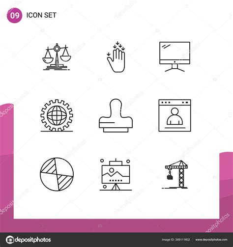Pictogram Set Simple Outlines Programing Development Computer Design