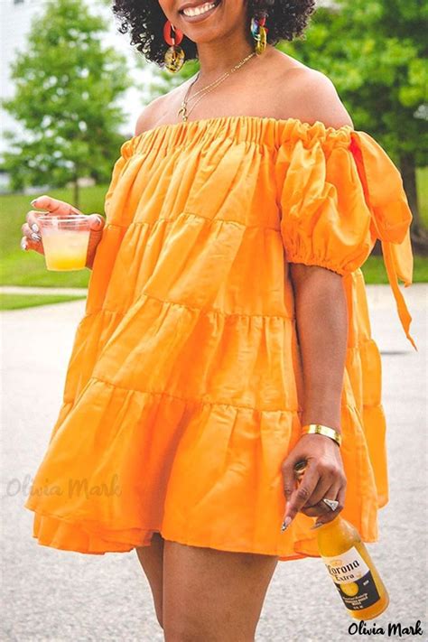 Olivia Mark Effervescent Orange Solid Patchwork Backless Off The