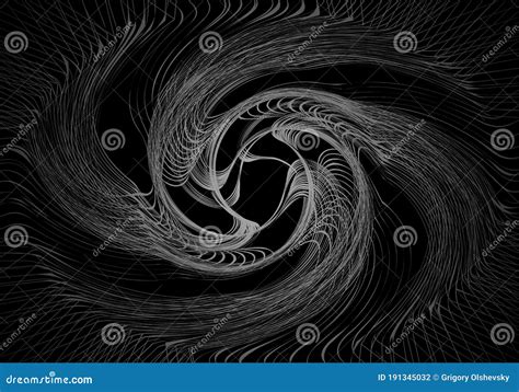 Abstract Linear Black And White Spiral Background Stock Vector