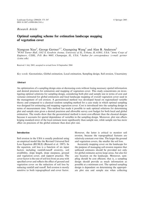 pdf optimal sampling scheme for estimation landscape mapping of vegetation cover