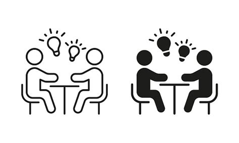팀 창의성과 혁신 실루엣과 선 픽토그램 세트 전구 영감 솔루션 창의적인 아이디어 아이콘 전구 상상 개념입니다 편집 가능한 획 고립된 벡터 그림 교육에 대한 스톡 벡터 아트