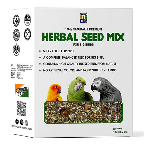 Buy Congo Herbal Seed Mix 1kg For African Gray Macaw Cockatoo Indian