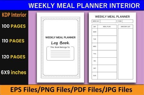 Weekly Meal Planner Log Book Kdp Interi Graphic By Educare · Creative