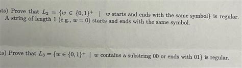 solved ats prove that l2 {w e {0 1} w starts and ends