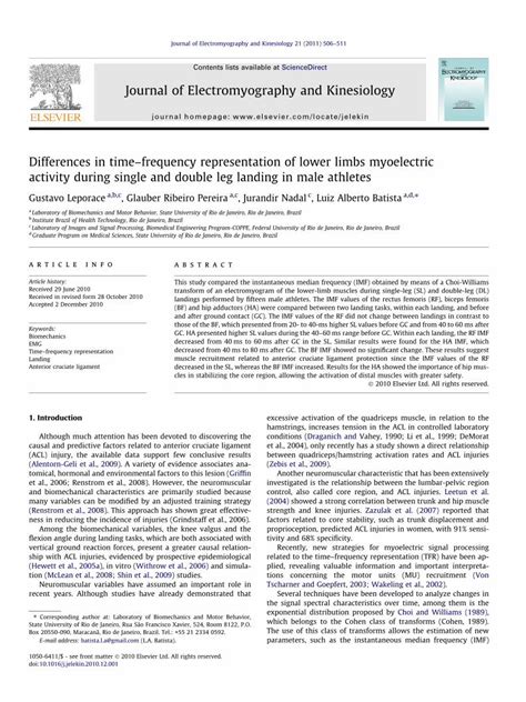 pdf differences in time frequency representation of lower limbs