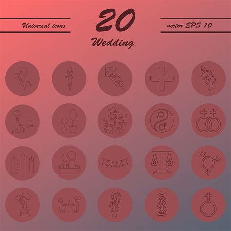 현대 선 스타일 벡터에서 웨딩 아이콘 세트 Eps Ai Uidownload