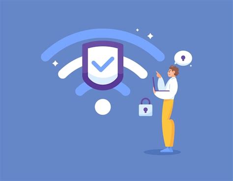 Premium Vector Illustration Of A Man Using Secure Wifi Or Wifi Network Protection And Security