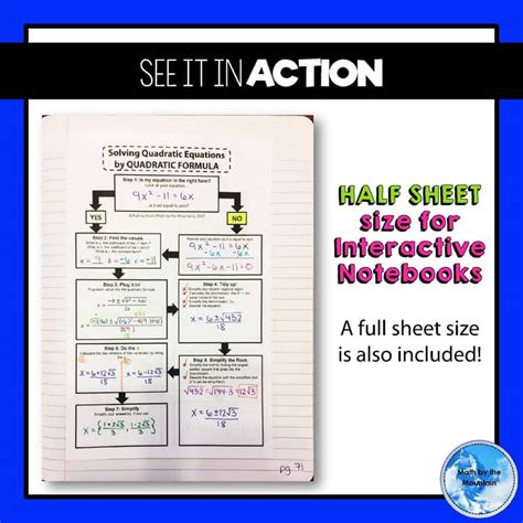 Solving Quadratic Equations By Quadratic Formula Flowchart Graphic Organizer