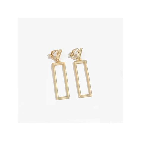 Rectangle Gold Clip Earrings Rigazo