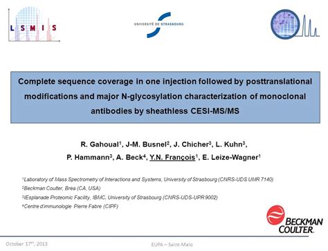 June 9th 2013 Ab Sciex Beckman Coulter Partner Workshop Asms
