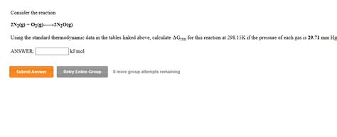 Solved Using The Standard Thermodynamic Data In The Tables