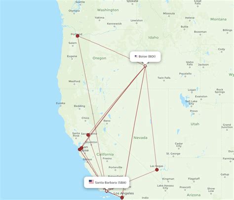 All Flight Routes From Boise To Santa Barbara Boi To Sba Flight Routes