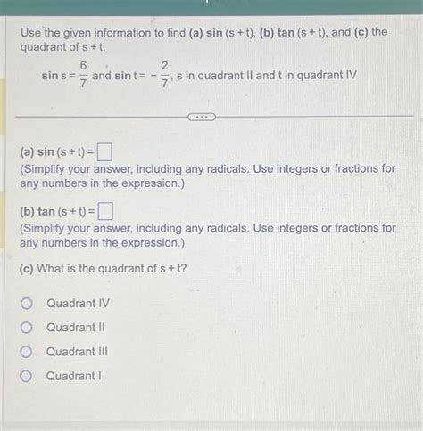 Solved Use The Given Information To Find