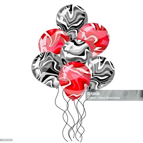 Ilustración De Un Montón De Globos Abstractos De Textura Jaspeada