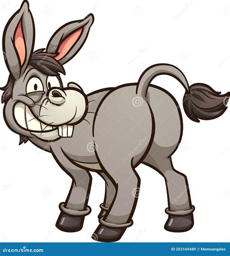 Cartoon Donkey Looking Back And Smiling Stock Vector Illustration Of