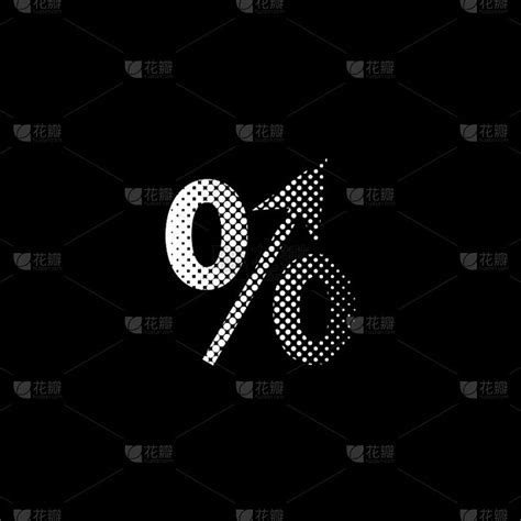 百分比 白色矢量图标 半色调插图