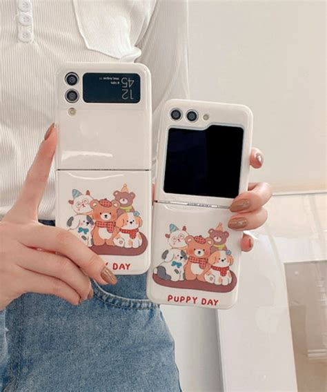갤럭시 Z플립 시리즈 귀여운 퍼피 파티 데이 Z플립 케이스 에이블리